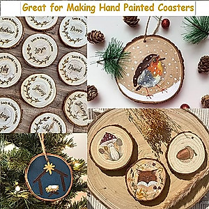 Unfinished Wood Slices, 30Pcs 3.5-4 inch Craft Wood Rounds kit Circles Crafts Christmas Ornaments DIY Crafts with Bark for Crafts Rustic Wedding Decoration