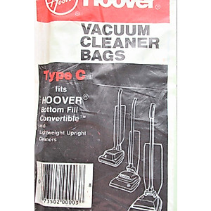 Hoover Type C Bottom Fill Upright Vacuum Cleaner Replacement Bags, Package of 3