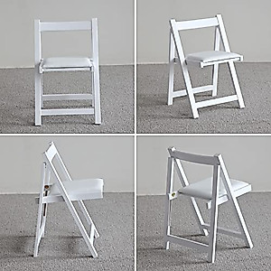 FUNROLUX Wooden Folding Dining Chairs with Padded Seats 2 Pack Foldable Chair for Kitchen Table Event Party Garden Indoor - 268LB Weight Capacity (White)