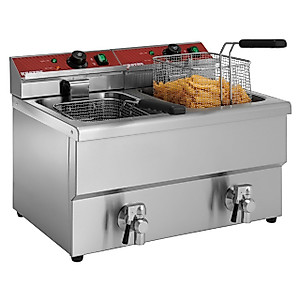 Kratos 29Y-016 Commercial Electric Countertop Fryer, 30 lb. Capacity, 208/240V, 7000W, 2 Baskets