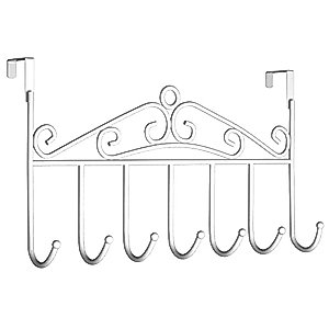 Youdepot Over The Door Hook,Over Door Coat Rack,Over Door Towel Rack,Door Hooks,Door Hanger Hook of Bathroom,Clothes,Belt, Hat,Behind Back of Bathroom, Towel Hanger 7 Hooks,White.