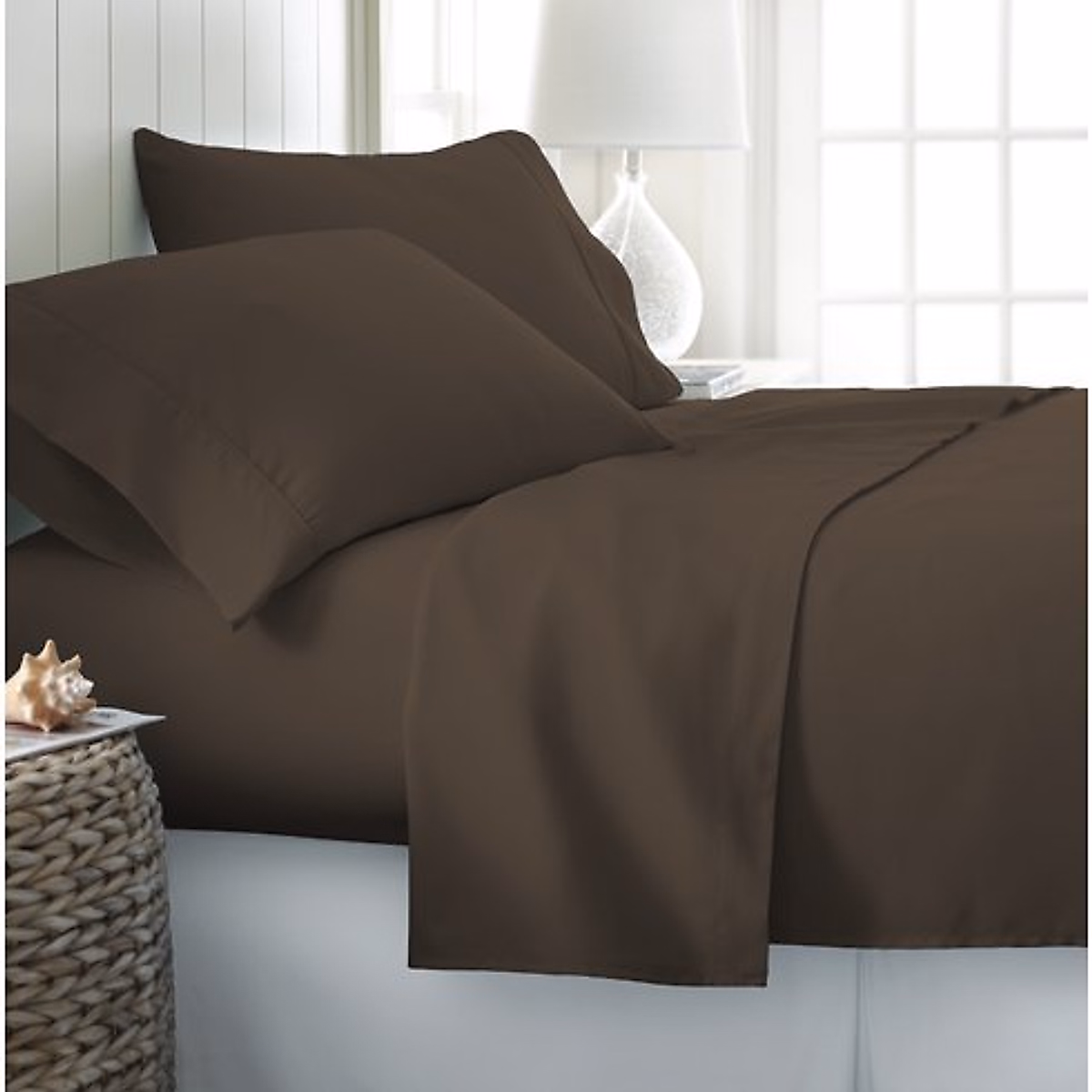 Hotel Quality 600 Thread Count Twin-XL Flat Sheet,100% Long Staple Egyptain Cotton Brown Top Sheet, Extra Softness Durable Sateen Weave Sheet ( Twin-XL, Brown Top Sheet)