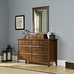Sauder Carson Forge Armoire, Washington Cherry Finish & Shoal Creek Dresser, Oiled Oak Finish