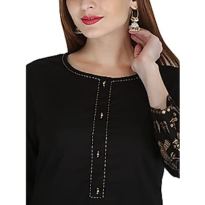 MESMERIICAL Women's Black Kurta Set with Dupatta (as1, alpha, l, regular, regular)