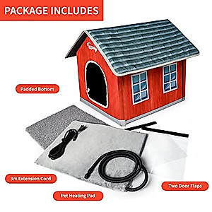 Toozey Heated Cat House for Winter, Indoor/Outdoor Weatherproof Cat House with Heated Pet Pad, Providing Safe Feral Outdoor Cat House for Cats or Small Dogs, Easy to Assemble Cat Shelter