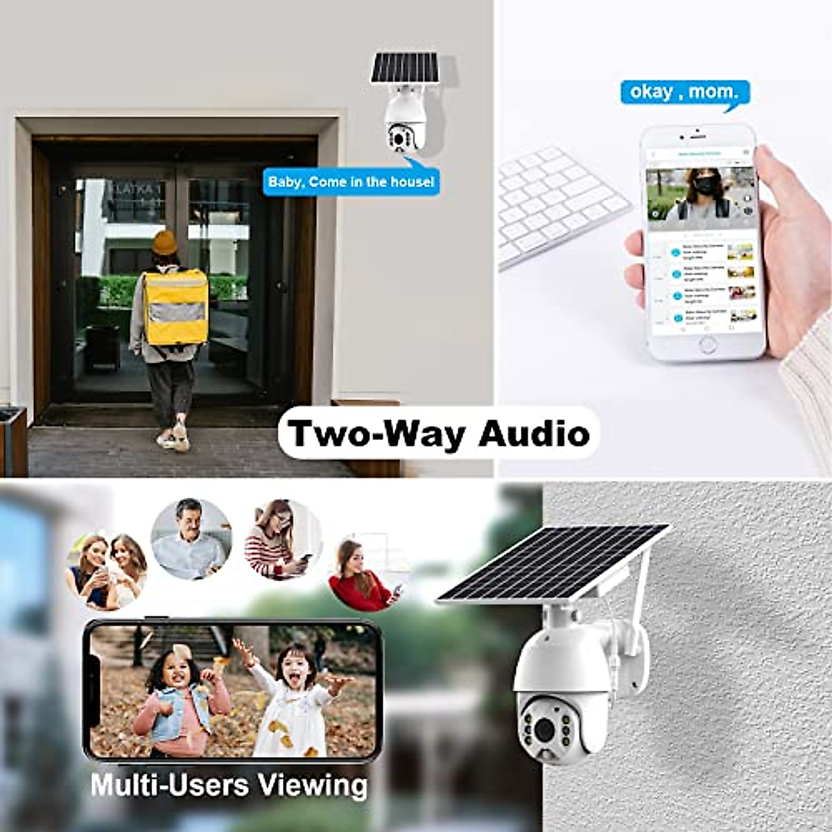 FUVISION Security Camera Wireless Outdoor, Solar Powered 2.4G WiFi 360° View Pan Tilt Spotlight Home Security System with 1080P Night Vision, 2-Way Talk, Color Night Vision, Motion Detection