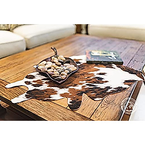 Genuine Mini Cowhide Rug Tricolor Small Hair on Cow Hide 24 x 35 inches 90 x 60 cm