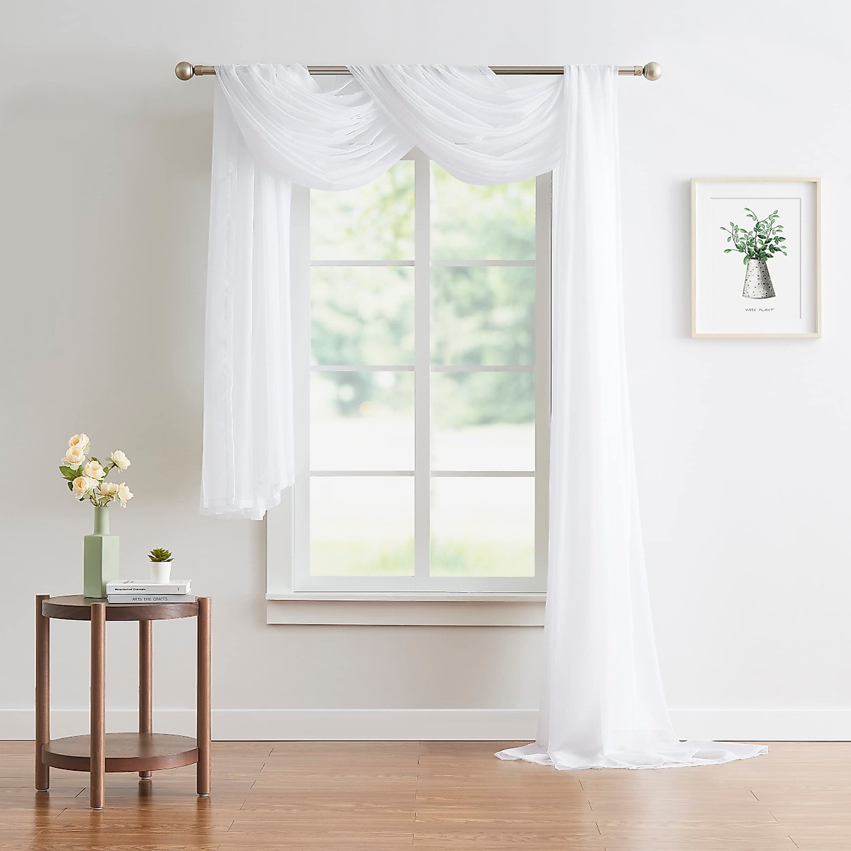WARM HOME DESIGNS 4 Yards Long White Fabric by The Yard. Our 55" Wide Sheer Bulk Fabric is Great for Bed Canopy Curtains, Wedding Arch Decorations, Window Scarves or Curtain Backdrop. AF White 144"