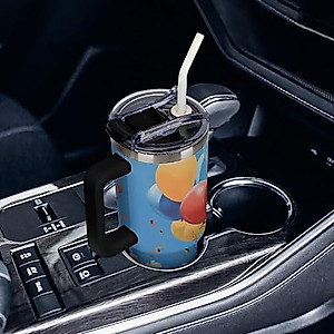 Koalas Balloons in Sky 40 Oz Stainless Steel Cup Travel Tumbler with Handle and Straw Lightweight Coffee Mug for Home Office