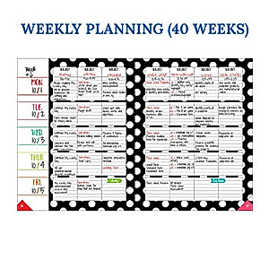 Schoolgirl Style Black, White & Stylish Brights Teacher Planner, 8" x 11" Undated Daily Planner, Weekly Planner, Monthly Planner With Planner Stickers for Classroom Organization & Teacher Organization