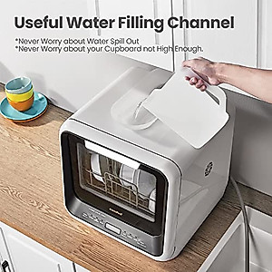 COMFEE' Portable Dishwasher Countertop, Mini Dishwasher with 5L Built-in Water Tank, No Hookup Needed, 6 Programs, 360° Dual Spray, 192℉ High-Temp& Air-Dry Function, Dishwasher for Apartments& RVs