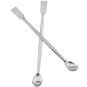 Lab Spoon Spatula MTQY 5PCS 2 in 1 430 Stainless Steel Lab Spoons with Flat Spatula Laboratory Sampling Spoon for Powders Gel Cap Filler Mixing Spatula