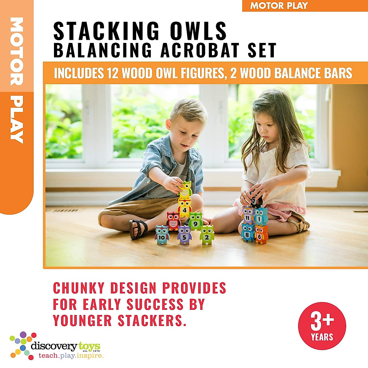 Discovery Toys Stacking Owls Wood Balancing Acrobat Set | Kid-Powered Learning | STEM Toy Early Childhood Development 3 Years and Up