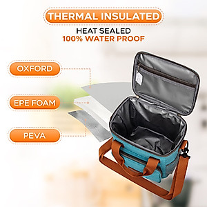 Eatronix Insulated Lunch Bag 8L – Adult Lunch Box Small Bag for Work, Office, Picnic, Travel – Mens Lunchbox for Work, Kids, Women, Nurse, Teacher Tote, Flight Attendant Cooler with Strap (Aqua Blue)