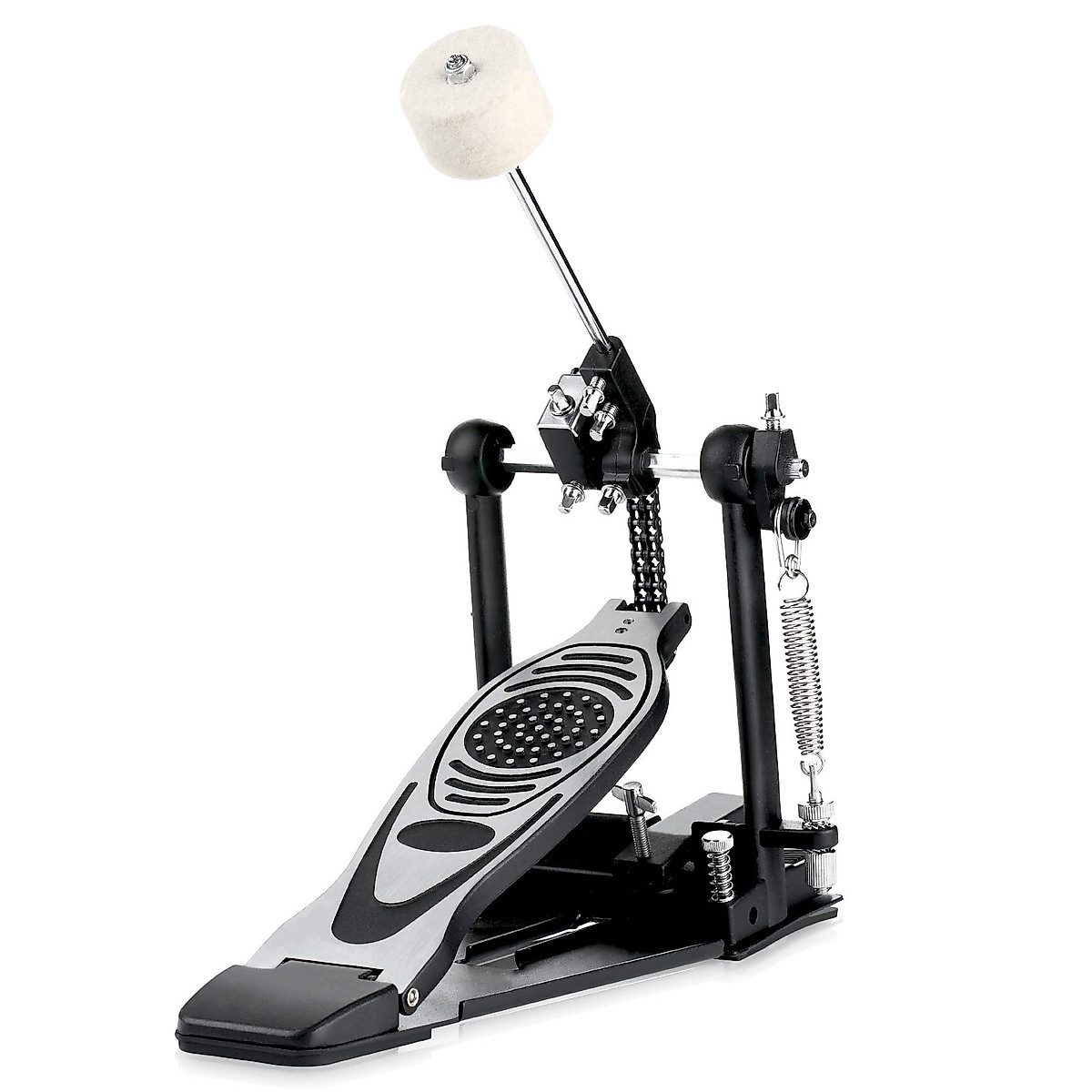Bass drum pedal,Double Chain Drum Step on Hammer,Single Bass Drum Pedal come with Drum Beater Stick and 1pcs Drum Key