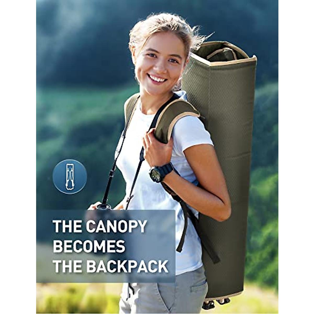 Docusvect Folding Camping Chair with Shade Canopy for Adults, Canopy Chair for Outdoors Sports with Cup Holder, Side Pocket for Camp, Beach, Tailgates, Fishing - Support 330 LBS