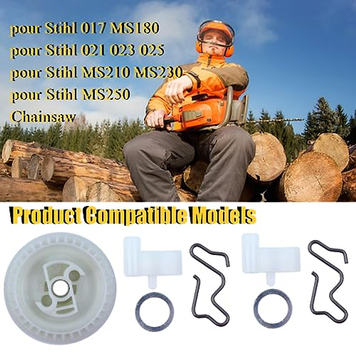 HAISHINE Recoil Starter Pulley and Pawl Kit Fit Stihl MS180 MS210 MS230 MS250 017 021 023 025 Chainsaw