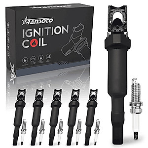 RANSOTO Ignition Coil And Iridium Spark Plug Set Compatible With 2006-2010 BMW 128i 325xi 328i 330i 525xi 528i 530i X3 X5 Z4 Replaces UF592, FR7NPP332 Set of 6