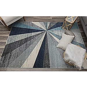 Rugs America Rays Contemporary Geometric Rug Hale Blue KA20A 8'0"X10'0" Area Rug