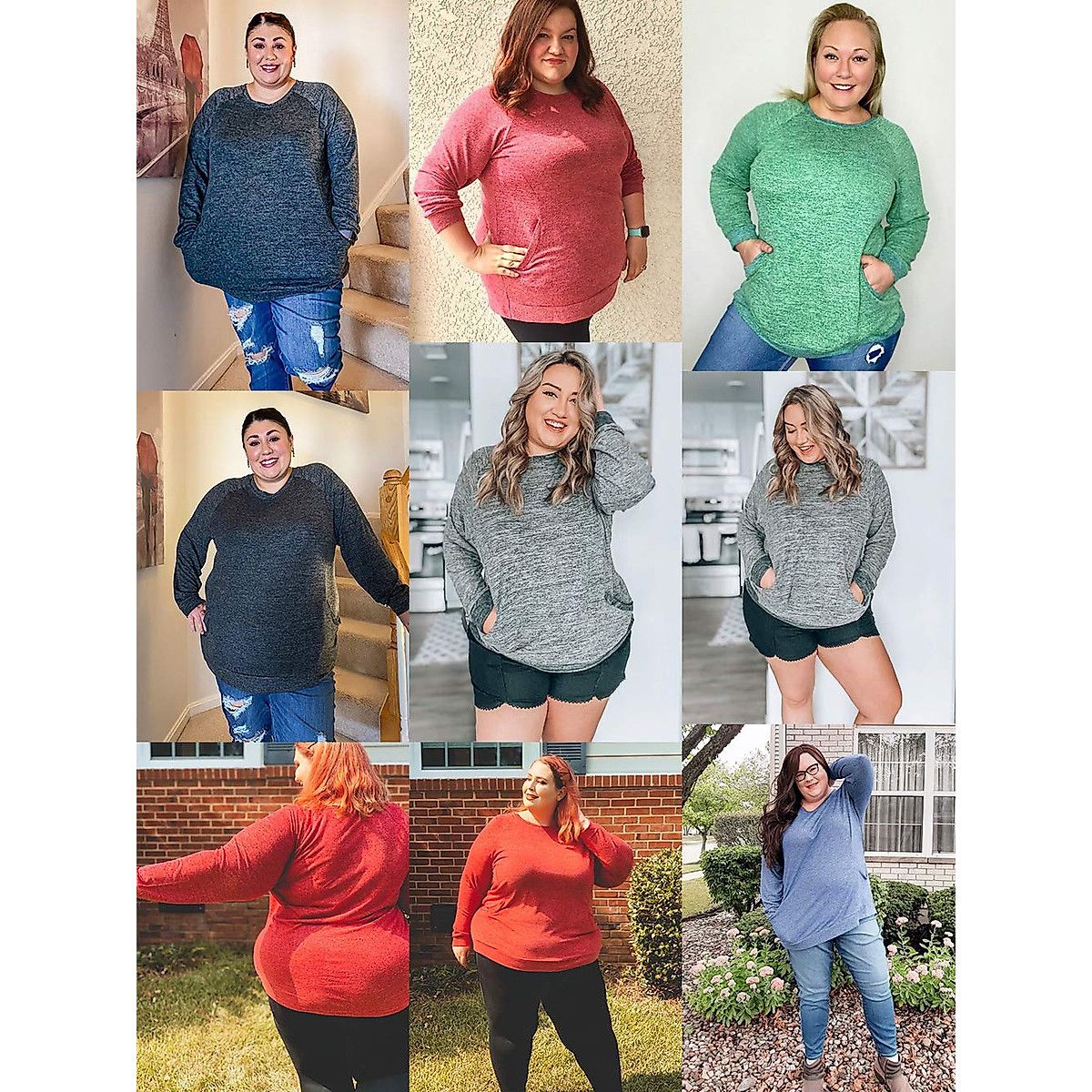 AURISSY Womens Plus Size Sweatshirts 2X Long Sleeve Tunic Tops Black-18W