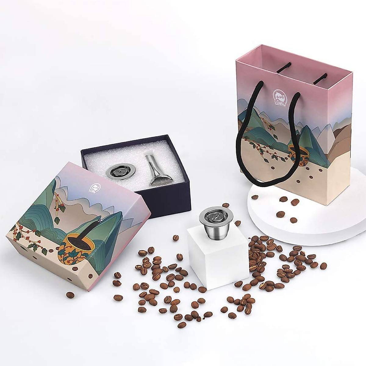 Refillable Coffee Capsule made of Stainless Steel for Refilling - Reusable Refill Capsules for Nespresso Machines Espresso Capsule with Tamper (Gift Set (1 Pod,1 Tamper)