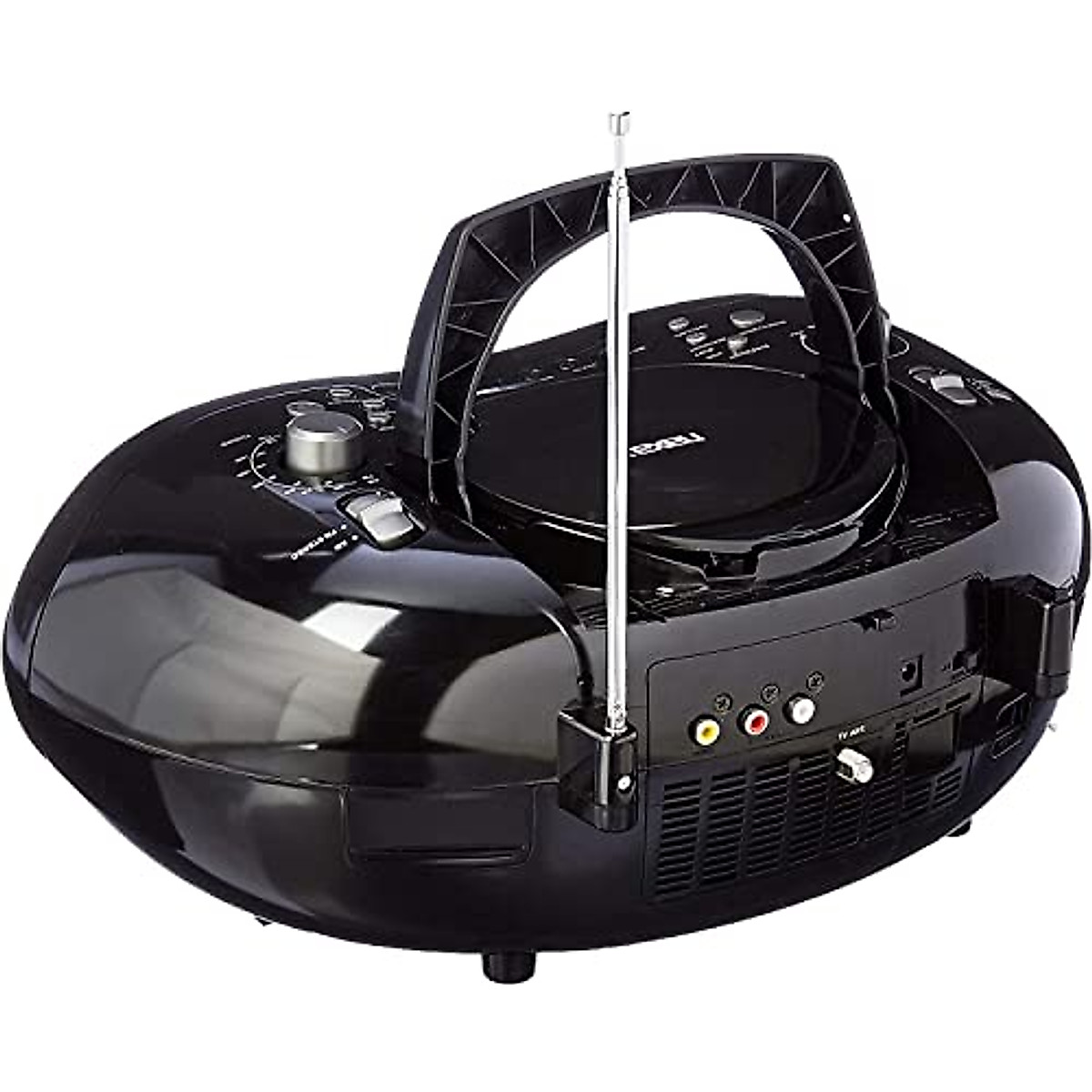 Naxa NDL-287 Bluetooth DVD Boom Box & TV, Black, 7"