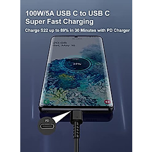 Samsung USB C to USB C Cable [3.3ft, 2-Pack],100W/5A Super Fast Charging 2.0 Cord for Samsung Galaxy S22 S22+ S22Ultra S21 S21+ S21Ultra Note20/20+ S10,Galaxy Tab S7 S7+ S8 S8+ S8 Ultra and More