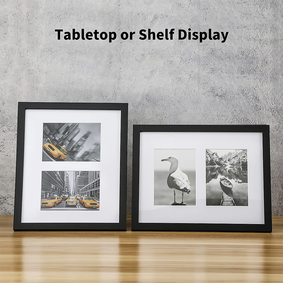 UMICAL 11x14 Picture Frame Black Wood Collage Photo Frames with HD Plexiglass and White Mat displays (2) 5x7 Pictures for Table Top Stand and Wall Mounting