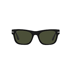 Persol PO3269S Square Sunglasses, Black/Green, 52 mm