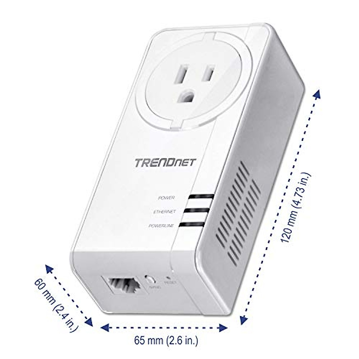 TRENDnet Powerline 1300 AV2 Adapter with Built-in Outlet, Gigabit Port, IEEE 1905.1 & IEEE 1901, Range Up to 300m (984 ft.), TPL-423E, White