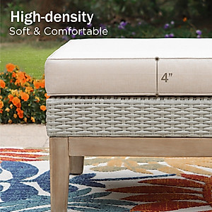 PHI VILLA Patio Conversation Set (Beige, 5 Pcs Set w/3-seat Sofa)