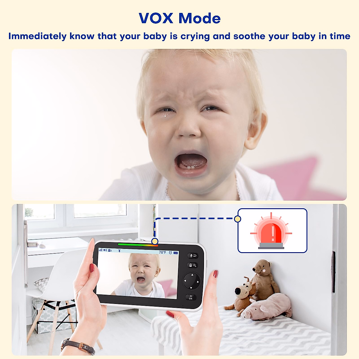 Maxi Cosi Baby Monitor with Camera and Audio,5''Screen Video Baby Monitor,30 Hour Battery,No WiFi,Night Vision,2 Way Talk, Temperature Monitoring,Lullabies,1000ft Range,VOX Mode,Gifts for Parents Kids