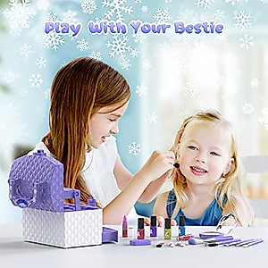 PERRYHOME Kids Makeup Kit for Girl 35 Pcs Washable Real Cosmetic, Safe & Non-Toxic Little Girl Makeup Set, Frozen Makeup Set for 3-12 Year Old Kids Toddler Girl Toys Christmas & Birthday Gift (Purple)