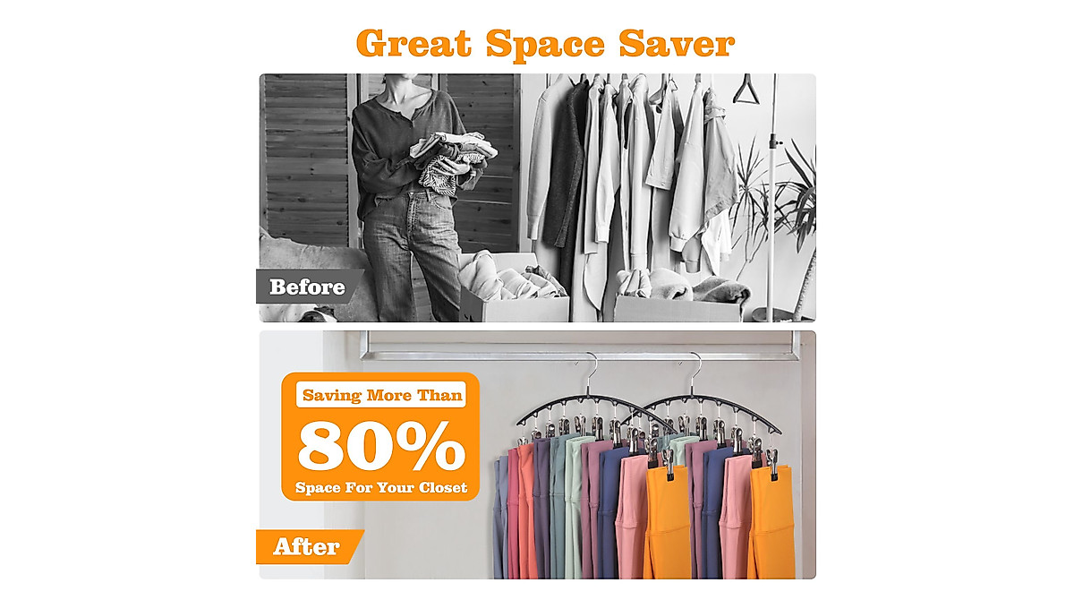 Space-Saving Legging Organizer with Clips - 2 Pack for Closets