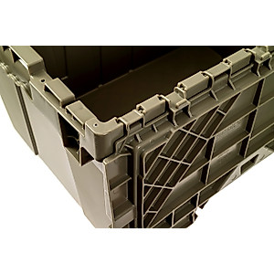 TEJAL 12 Gallon Commercial Flip Top Tote Storage Container (PACK OF 6) Industrial Plastic Storage Tote with Hinged Attached Lid (22.05 in. L x 15.40 in. W x 12.88 in. H) - Grey