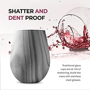 Stainless Steel Unbreakable Wineglasses - 18-Ounce Set of 4 Wineglasses. Premium-Grade 18/8 Stainless Steel Red & White Stemless Wineglasses set, Portable Wine Tumbler, for Outdoor Events, Picnics