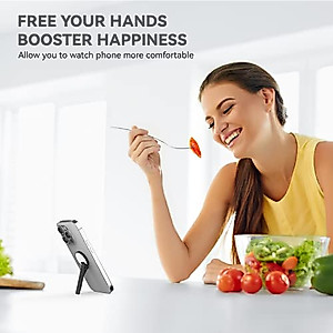 YOJOR Phone Kickstand, Stick on Phone Back or Case Invisible, Angle Adjustable, Sturdy Metal Stand Attachment, Universal Portable Holder for Phone, Hands-Free, Video Recording Anywhere - Black