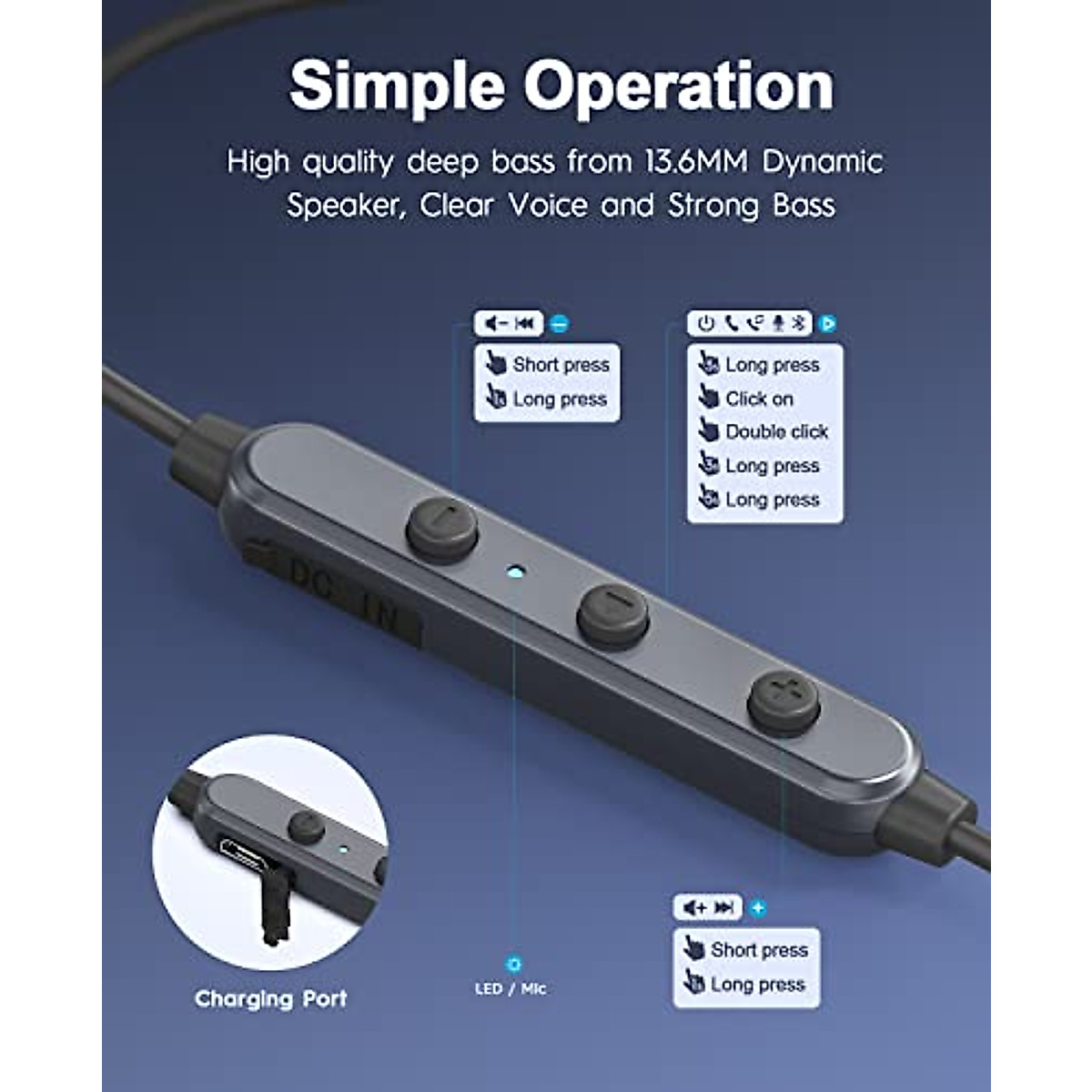 Tecno Wireless Active Noise Cancelling Bluetooth Headphones with Microphone, 38HRS Playtime Neckband Bluetooth Headphones, Earbuds Bluetooth 5.1 with Magnetic, B1-PRO