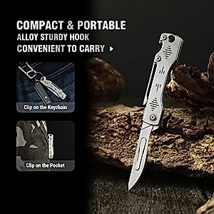 ITOKEY Pocket Knife for Men, Scalpel Knife with Clip, EDC Utility knife, Slim Razor Knife with 10pcs #23 Replaceable Blades, Bottle Opener, Surgical Keychain Knives for Outdoor Skinning (#23 sliver)