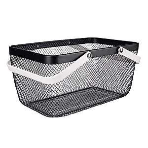 IBERG Metal Wire Basket with Handles Multi-Functional Hanging Basket - Solutions for Kitchen, Garden and More (Black)