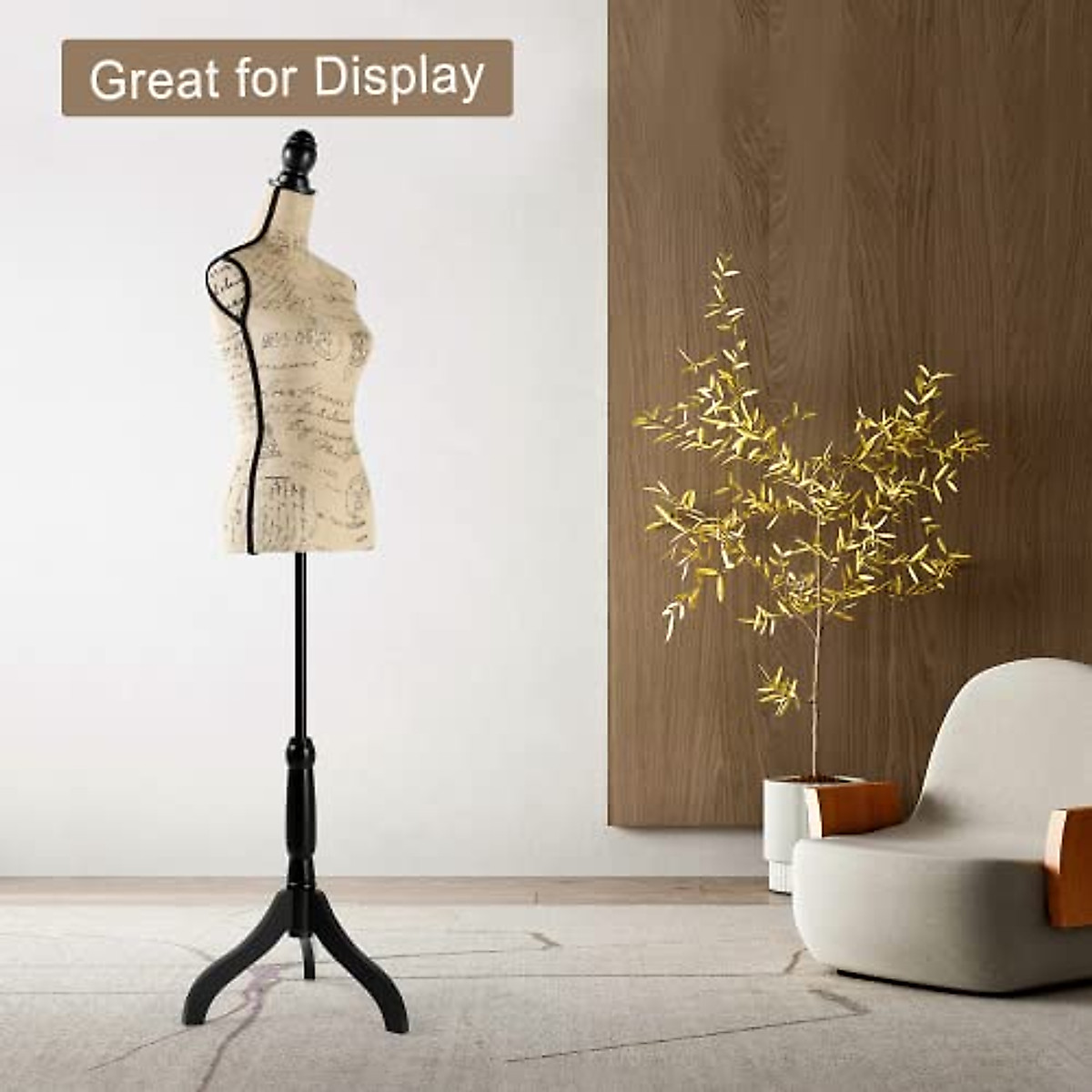 Encomle Dress Form Female Mannequin Torso, Height Adjustable Mannequin Body with Stand for Sewing, Display, Brown