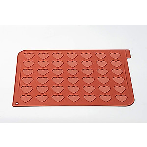 Silikomart 23.043.00.0065 mac03 Mat for Macaroons 42 Brick Shape Heart Red 5.5 x 5.5 x 12 "