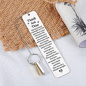 Through Thick and Thin Best Friend Gift, Bookmark for Friend Book Lovers, Friendship Gift for Women Friends, Birthday Graduation Gifts for Her Him, Sentimental Gift for Girlfriend Boyfriend Gift Ideas