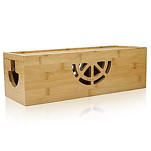 Extra Large Cable Management Box with Lid, Bamboo Cable Box for Cords, Power Strips or Surge Protectors, Hide Loose Wires Behind TVs, Home, Computers, Office Desks by HTB