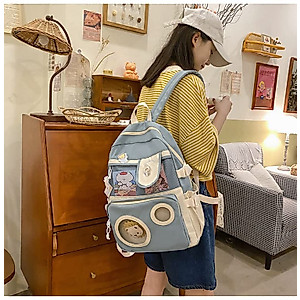 EGEN Kawaii Backpack Back to School Essential Large Capacity Aesthetic Backpack (Blue)