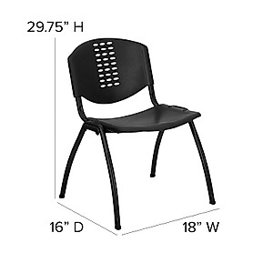 Flash Furniture 5 Pack HERCULES Series 880 lb. Capacity Black Plastic Stack Chair with Oval Cutout Back and Black Frame