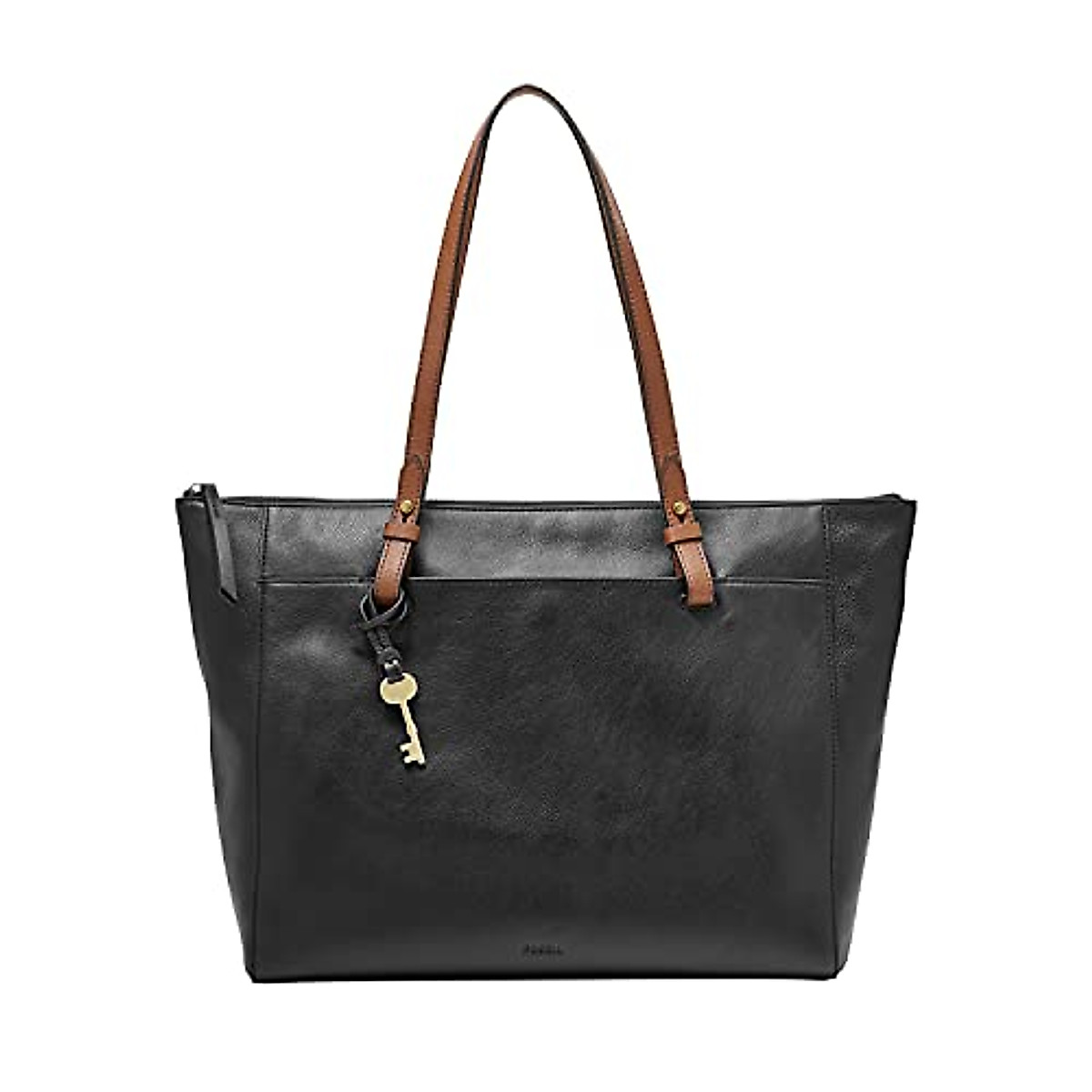 Fossil Women's Rachel Leather Tote Bag Purse Handbag, Black/Brown (Model: ZB7507001)