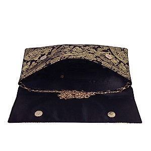 JNB Paisley Pattern Print Clutch, Gold