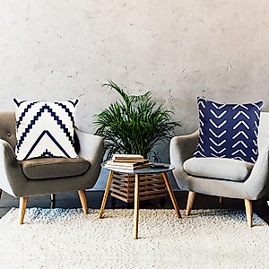 Decorative Throw Pillow Covers 18x18 Inch Blue Pillow Covers for Couch Sofa Living Room Bedroom car,Farmhouse Outdoor Throw Pillow Cover,Modern Geometric Linen Square Throw Pillow Case Set of 4