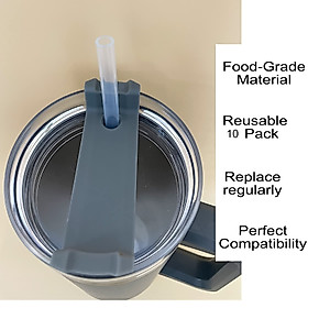 LKBBC 10 Pack Replacement Straws for Stanley Cup 40 oz Tumbler, Silicone Straws Stanley 14/20 /30/40 oz Stanley Tumblers Drinking Reusable